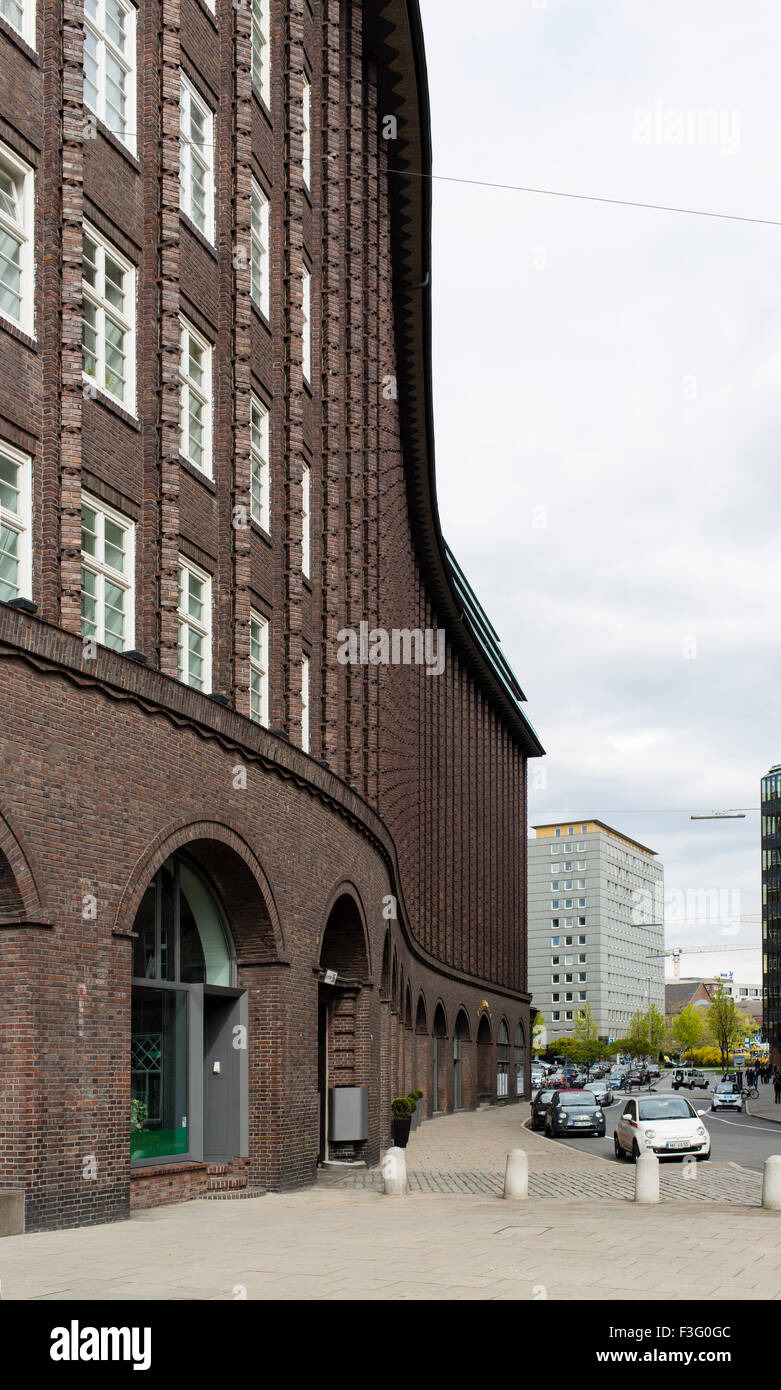 The Chilehaus building in Kontorhausviertel area of Hamburg, Germany ...