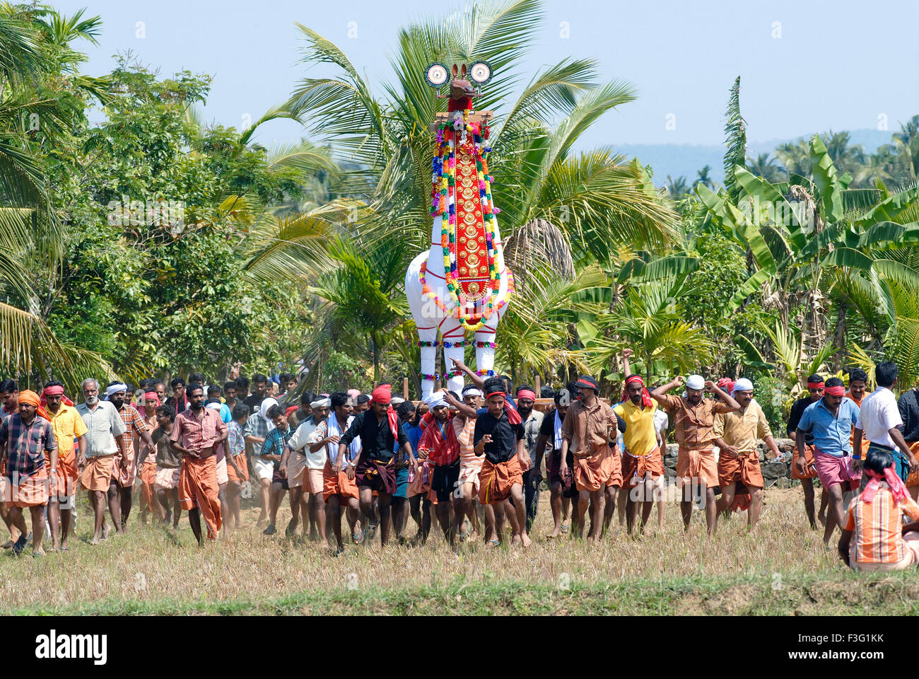 People celebrating Machattu Mamangam festival near Trichur ; Kerala ...