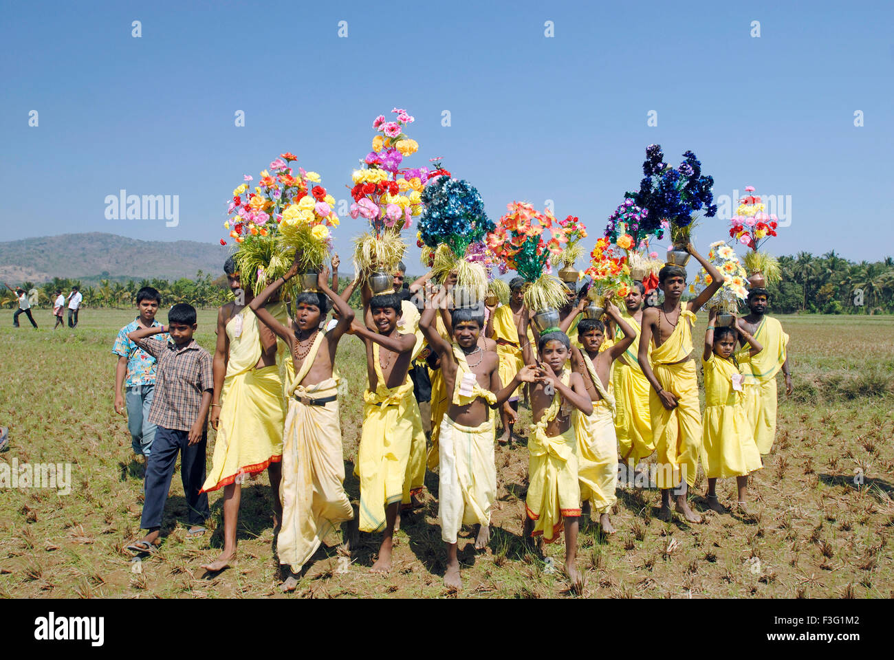 People celebrating Machattu Mamangam festival near Trichur ; Kerala ...