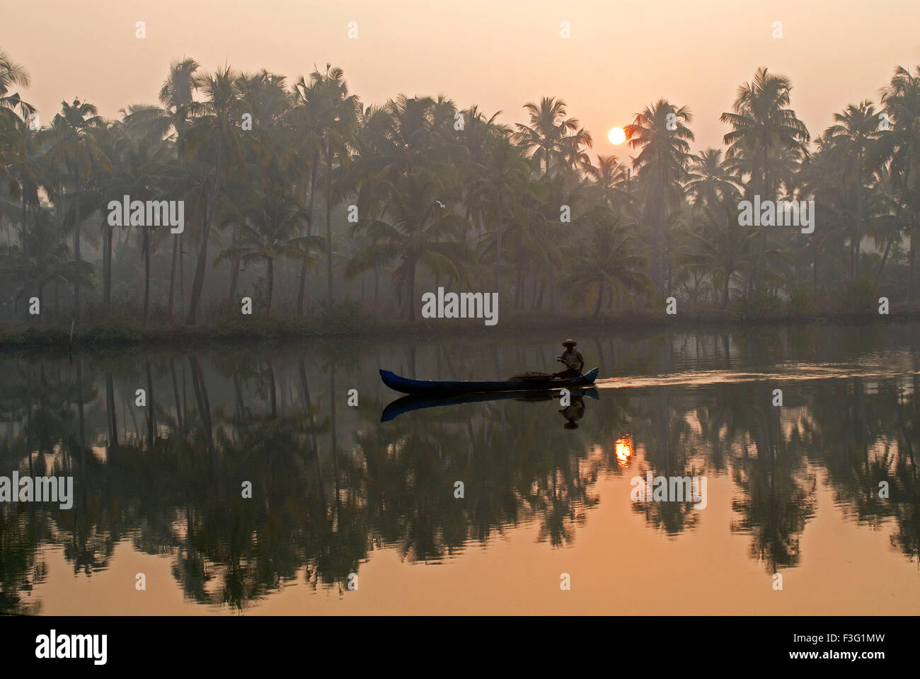 Boating in backwater ; Kerala ; India Stock Photo - Alamy
