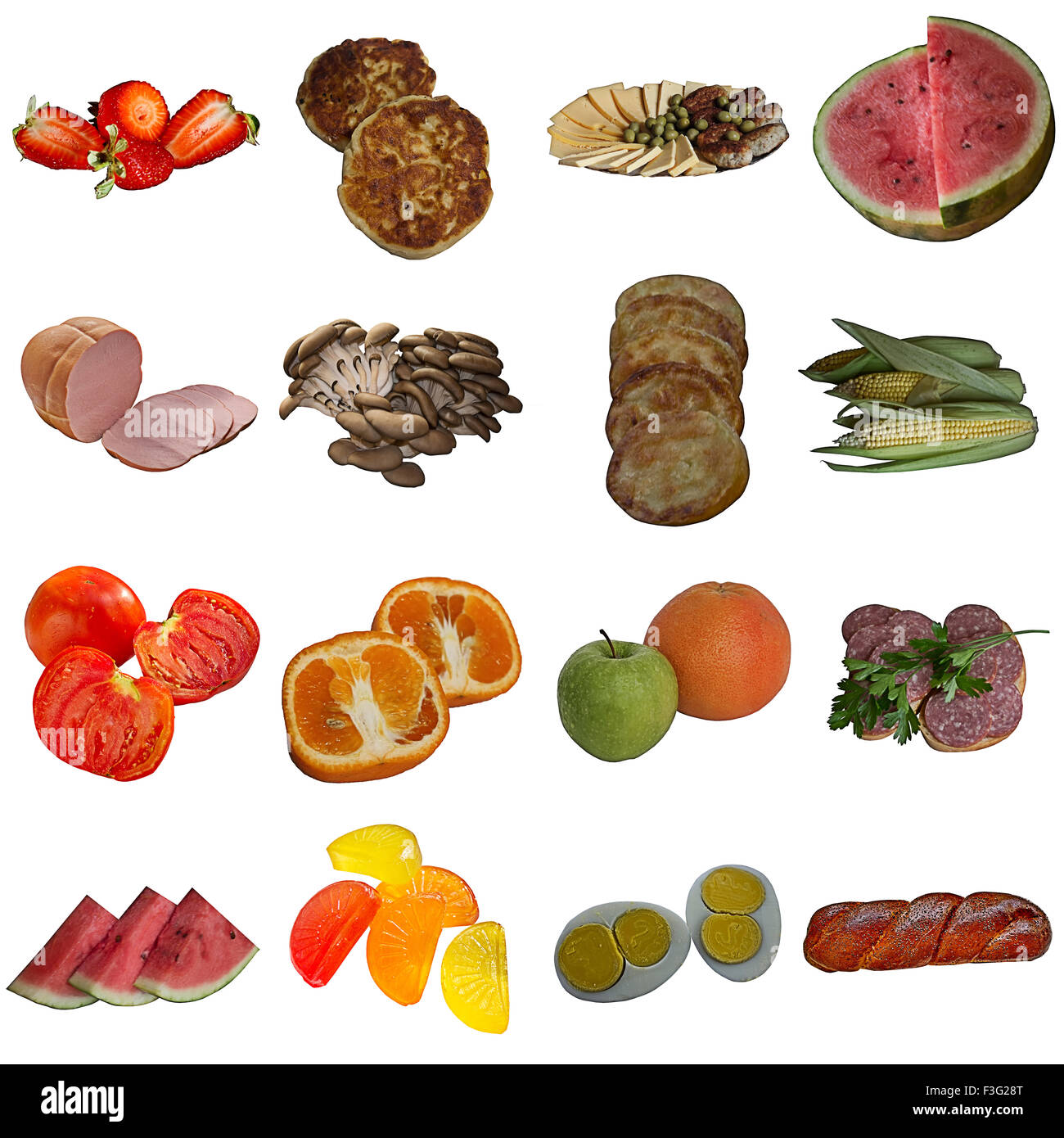Collection, Food, fruit, group, ingredient, Isolated, Salame, Sausage ...