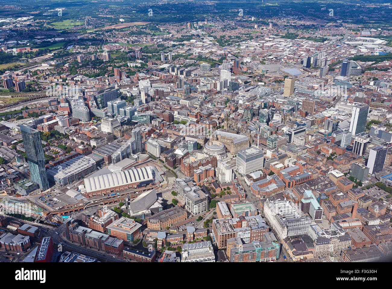 An aerial view of Manchester City Centre, North West England Stock ...
