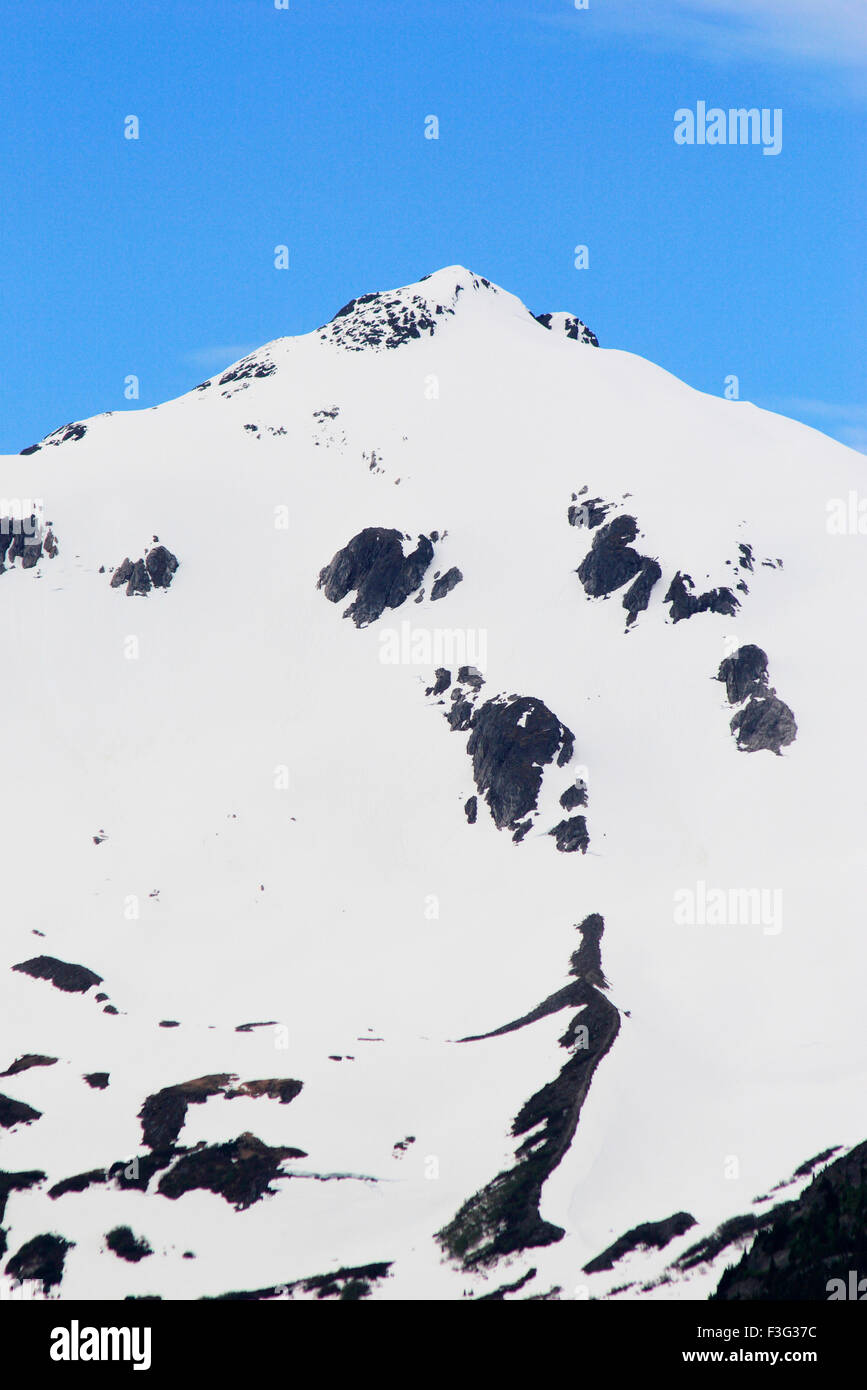 Snow capped mountains steel bridge constructed 1901 cantilever bridge ...