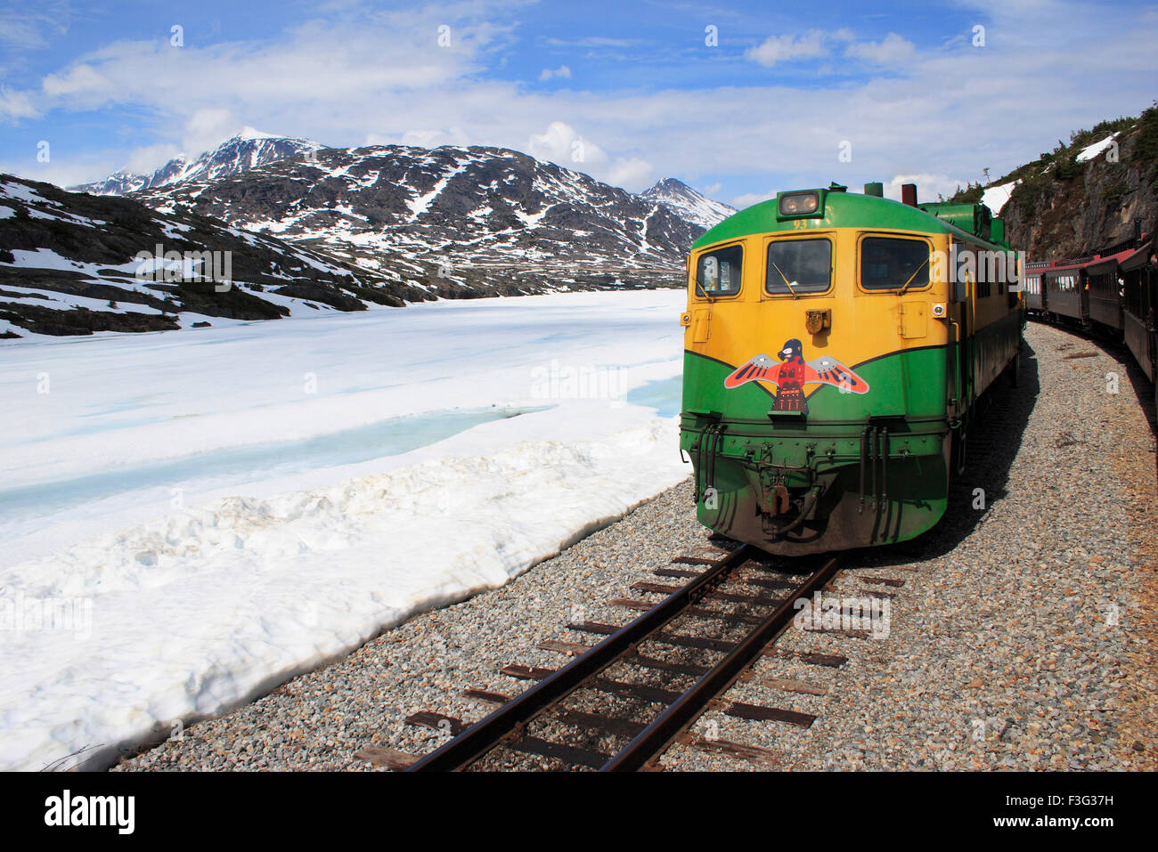 Train at u.s. canadian border ; white pass Yukon route narrow gauge ...
