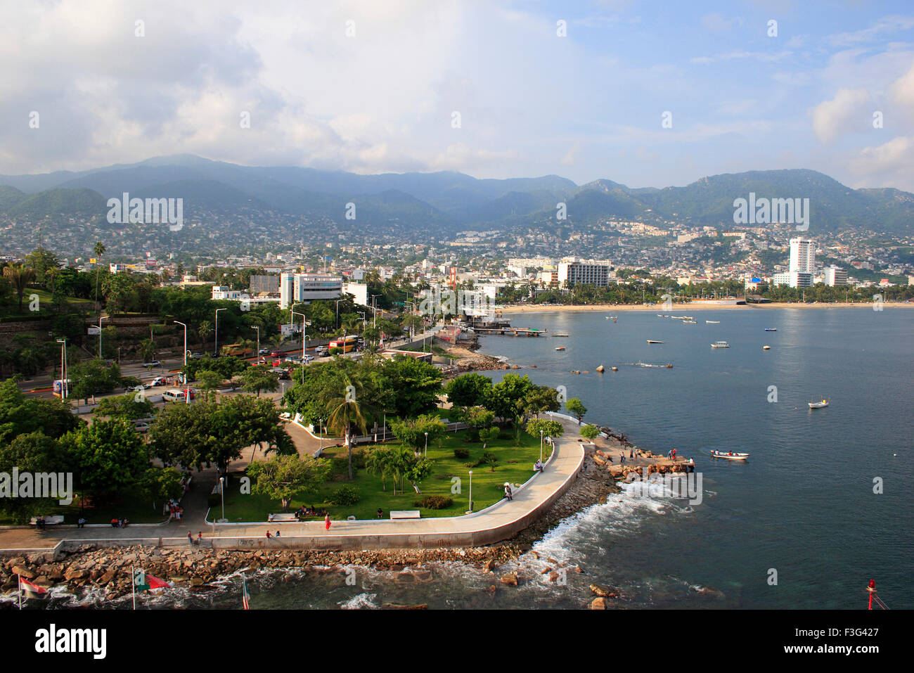 Aerial view of city, Acapulco, Acapulco de Juarez, Guerrero, Mexico ...
