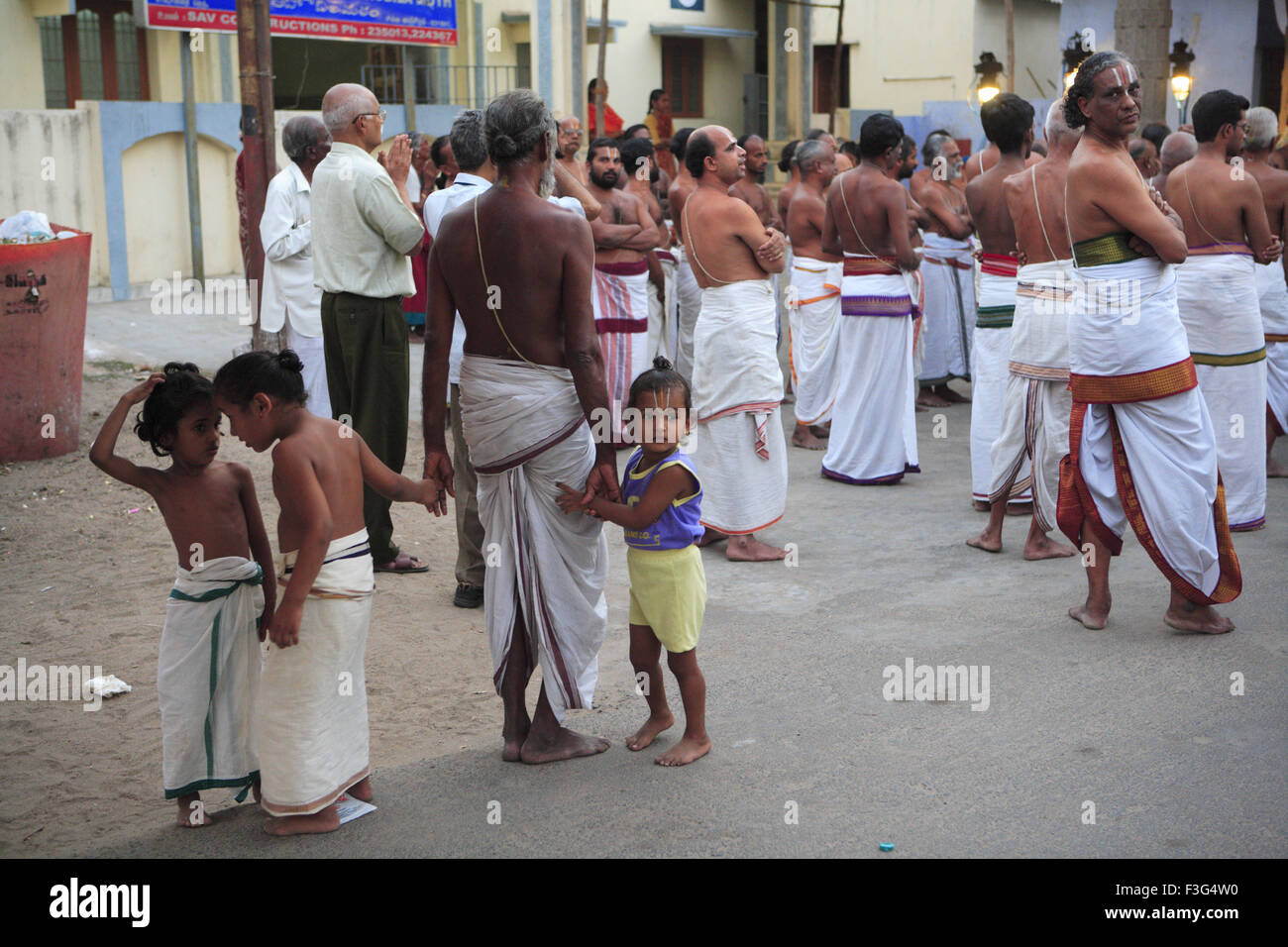 Vaishnav devotees in procession of god ; District Kanchipuram ; Tamil ...