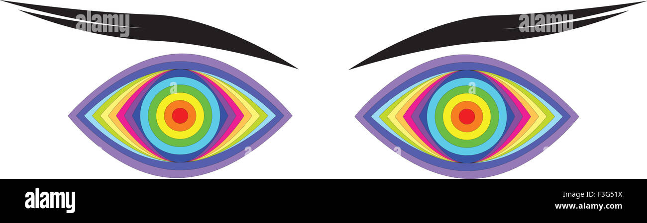 Vector illustration of colorful, abstract rainbow eyes Stock Photo - Alamy