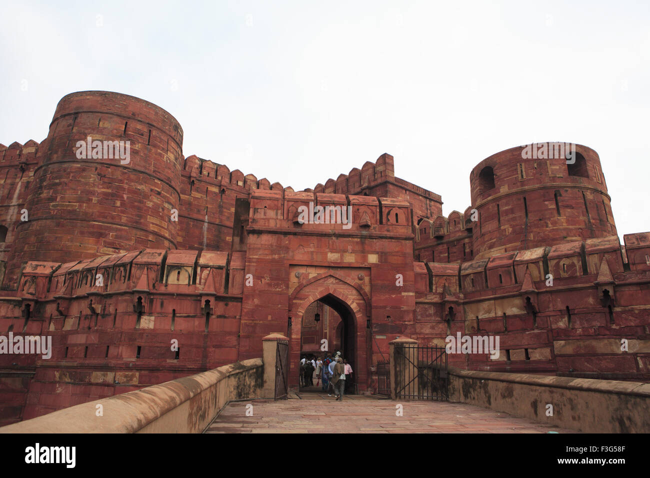 Entrance of Agra fort built 16th century Mughal emperor made red sand ...