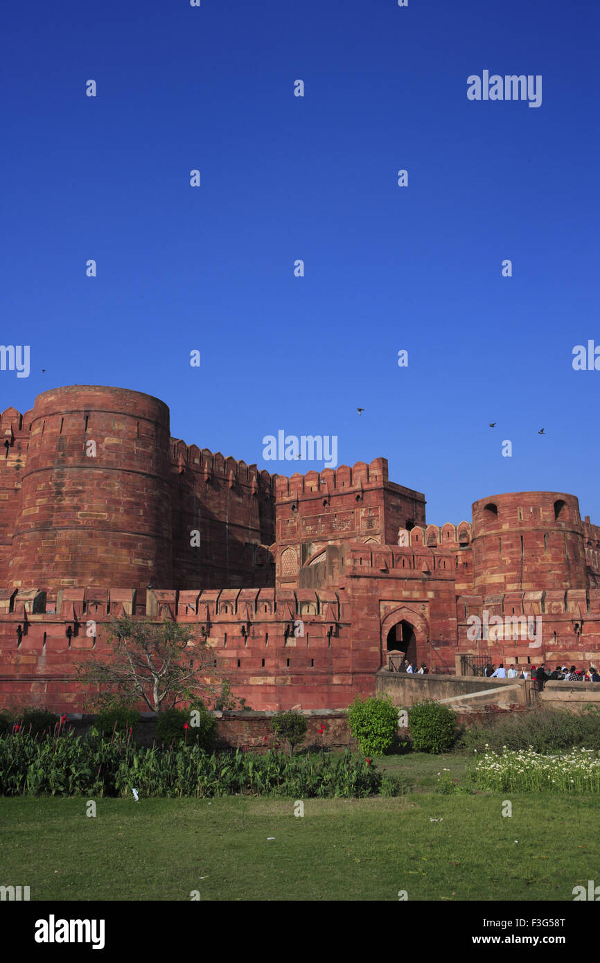 Agra fort built in 16th century by Mughal emperor made by red sand ...