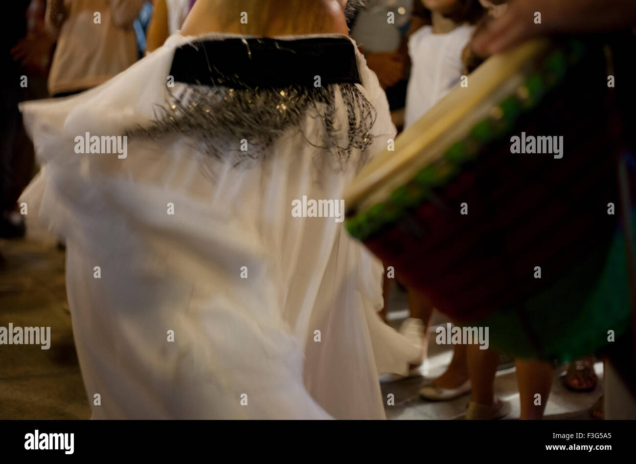 Belly dancer detail dancing with arabic music street band at the ...