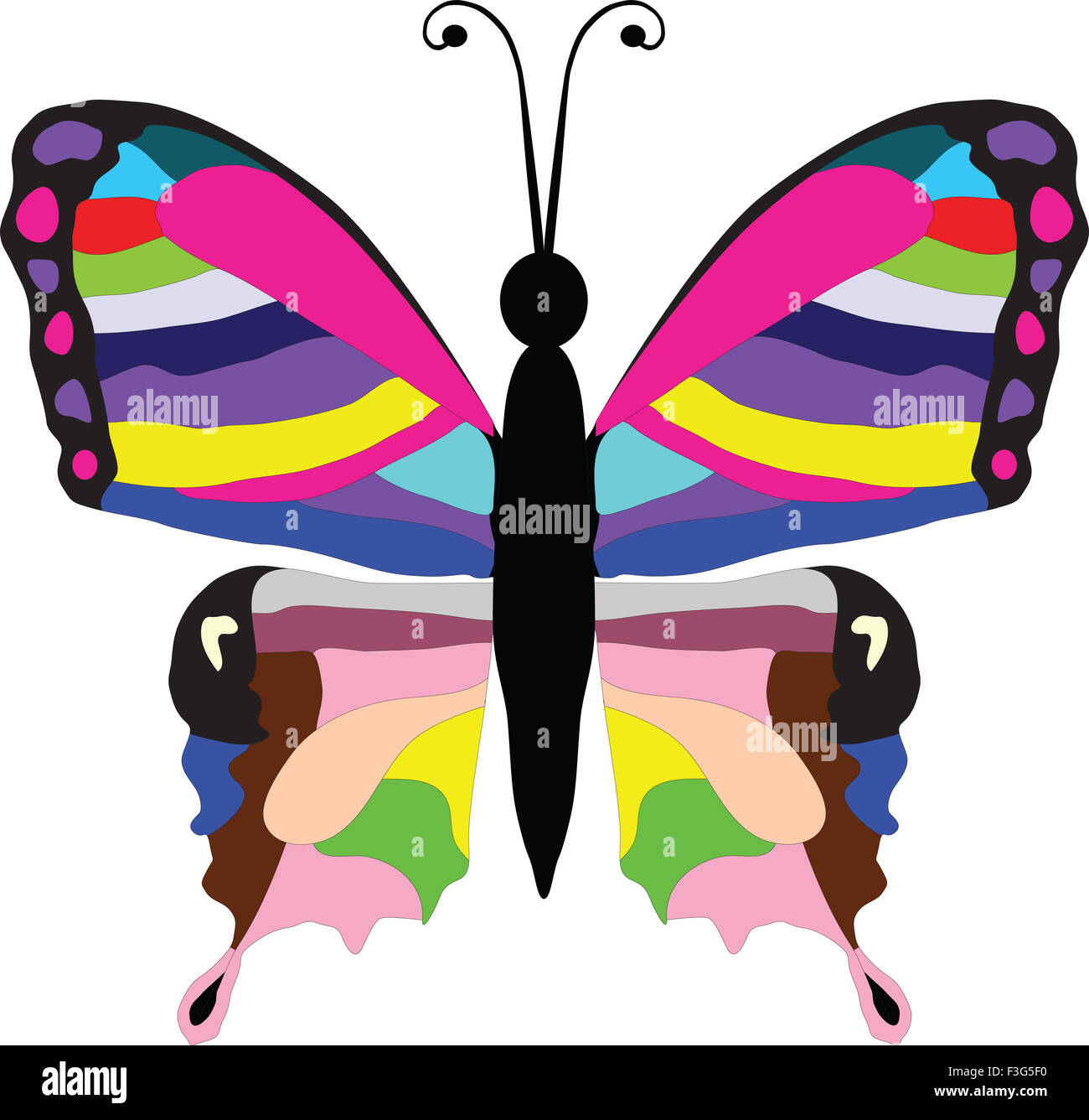Rainbow Color Butterfly on White Background. Vector illustration Stock ...