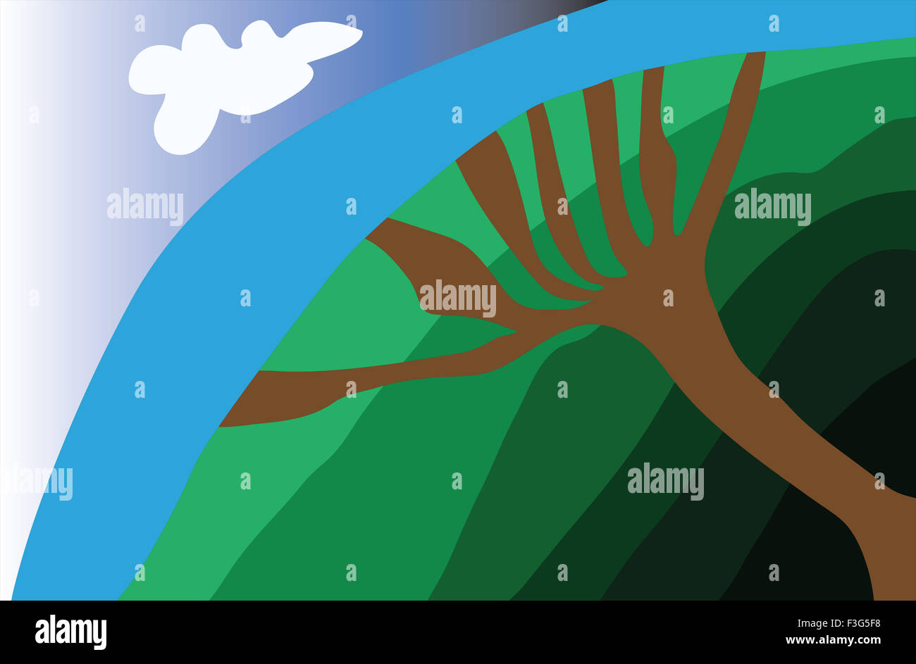 Vector illustration of tree and the blue sky Stock Photo - Alamy