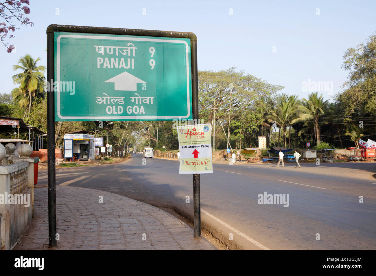 Road Sign ; UNESCO World Heritage Site ; Old Goa ; Velha Goa ; India ...