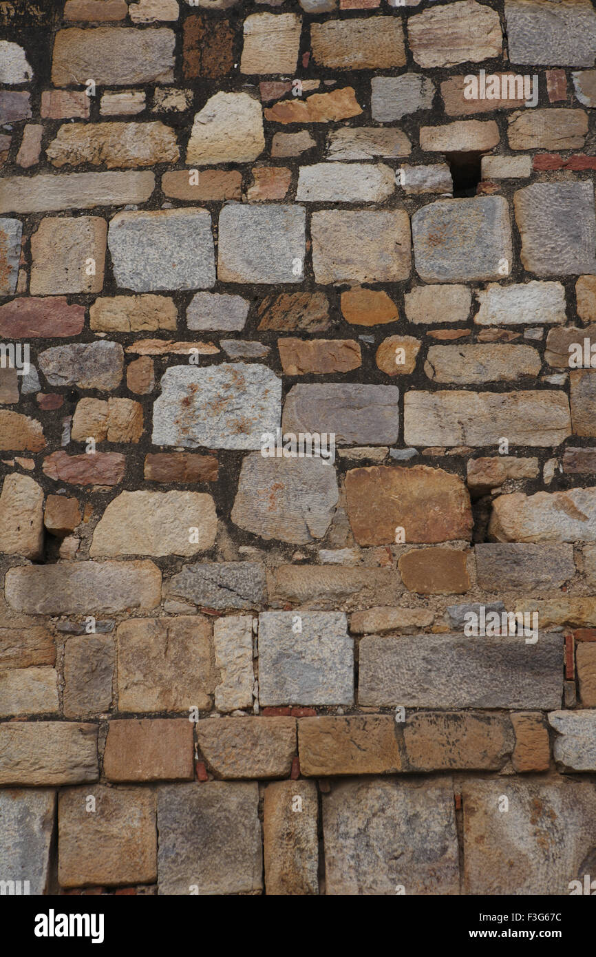 Stone wall in Qutb Minar complex ; Delhi sultanate ; Delhi ; India ...