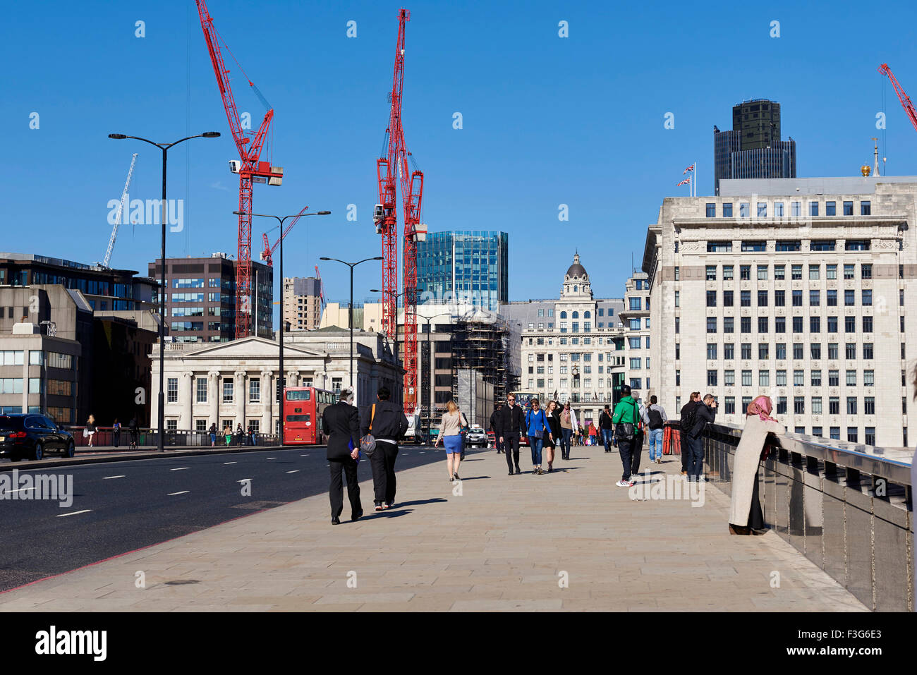 London Bridge, London, looking north towards the City Stock Photo - Alamy