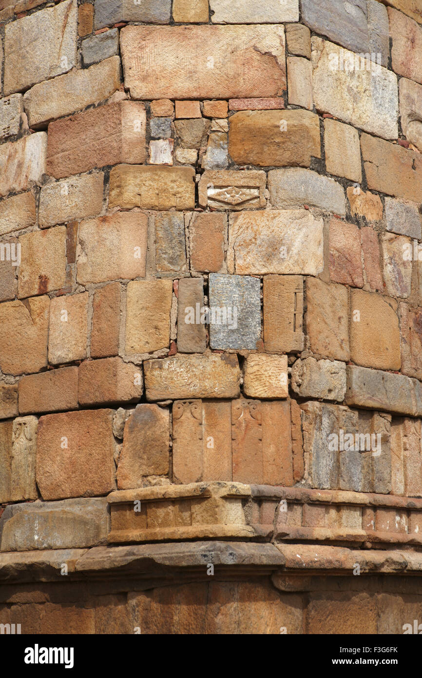 Stone wall in Quwwat ul Islam mosque in Qutb Minar complex ; Delhi ...