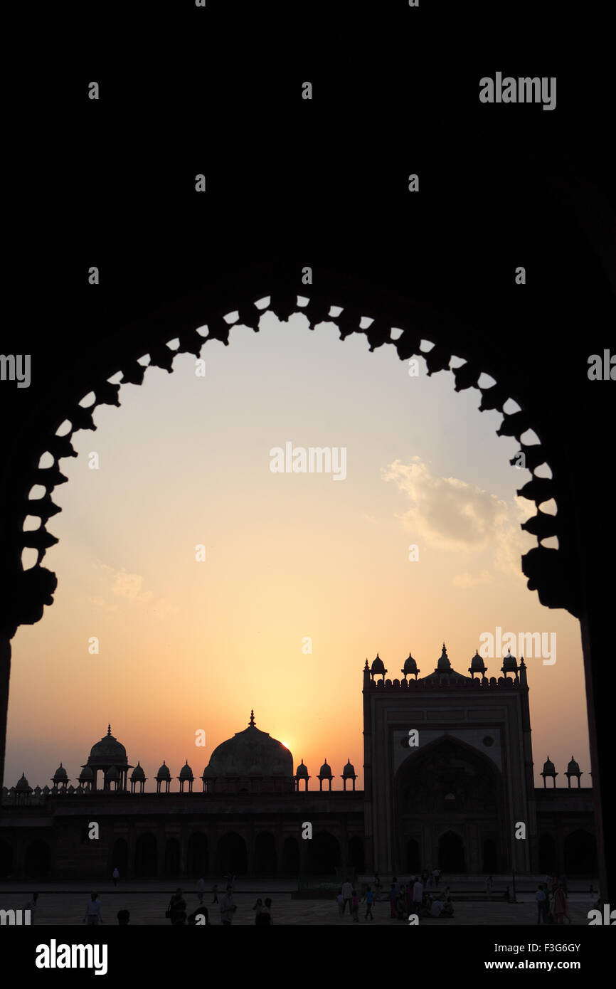Sunset at Jami Masjid through arch in Fatehpur Sikri second half of ...