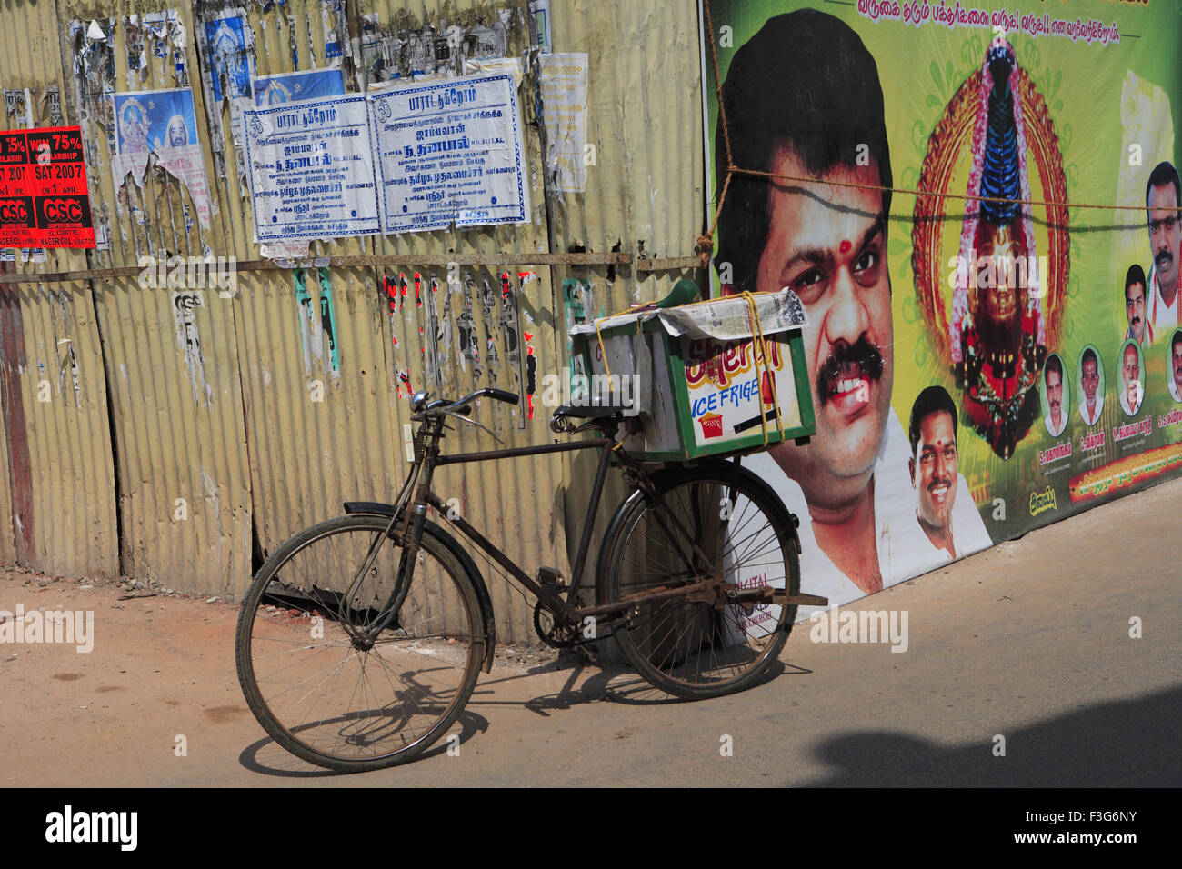 Popsicle vendor bicycle ; Suchindram ; Kanniyakumari ; Kanyakumari ...