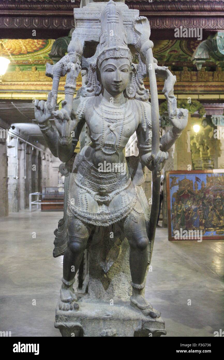 Statue in art Museum 1000 pillared hall in Meenakshi Amman Temple built in 1623 55 ; Madurai ...