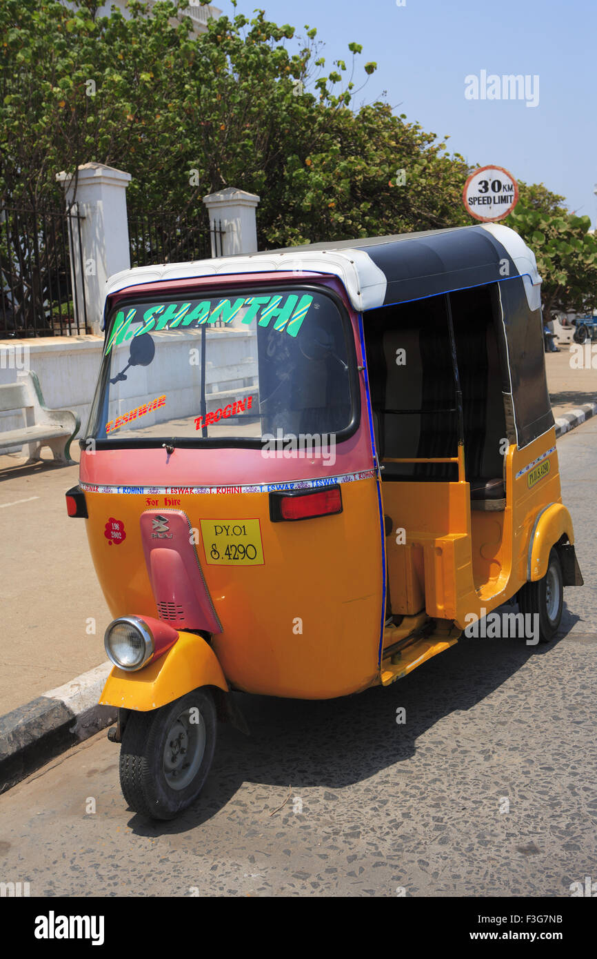 Auto rickshaw standing ; Pondicherry ; India Union Territory Stock ...
