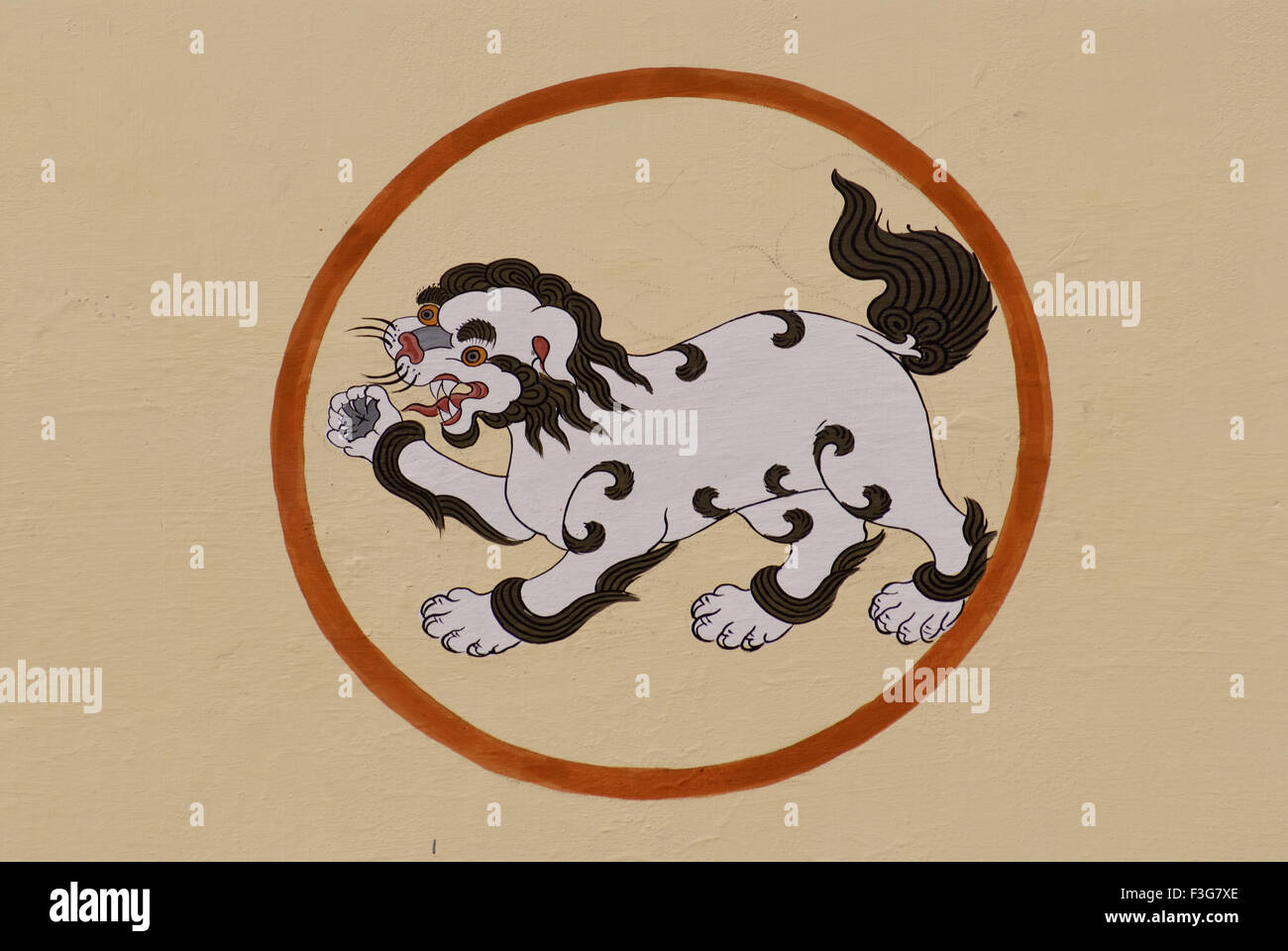 Lucky sign painted on building wall at Paro Royal Govt of Bhutan Stock ...