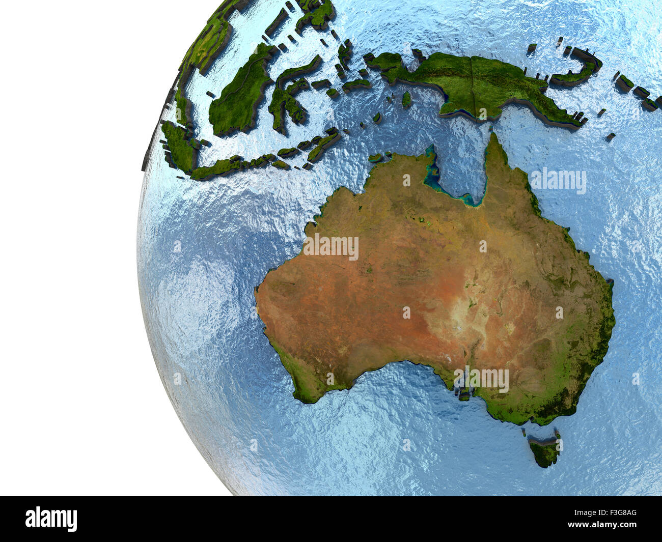 Australia on highly detailed planet Earth with embossed continents and ...