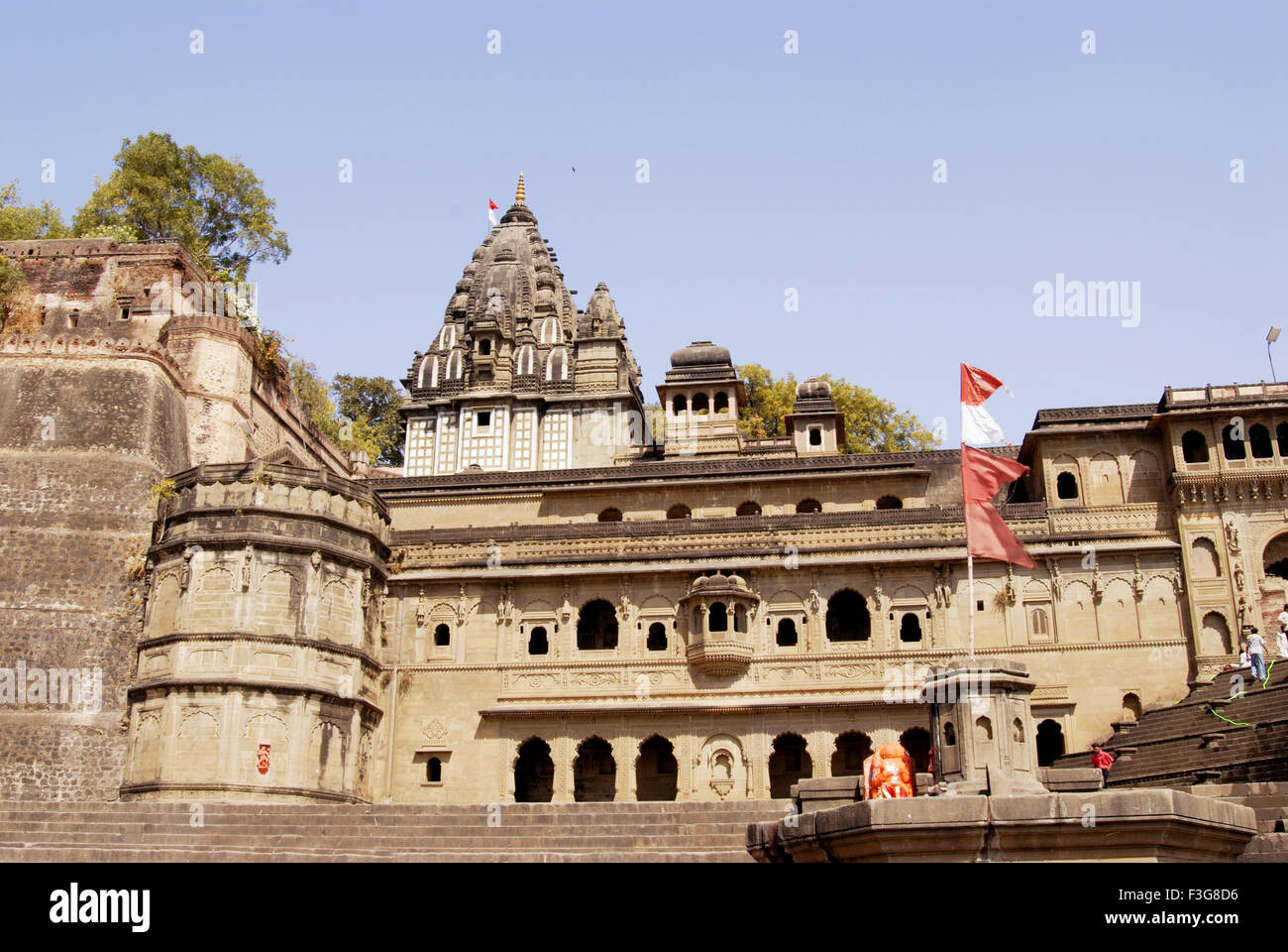 Maheshwar fort on the banks of river Narmada near Ujjain ; Maheshwar ...