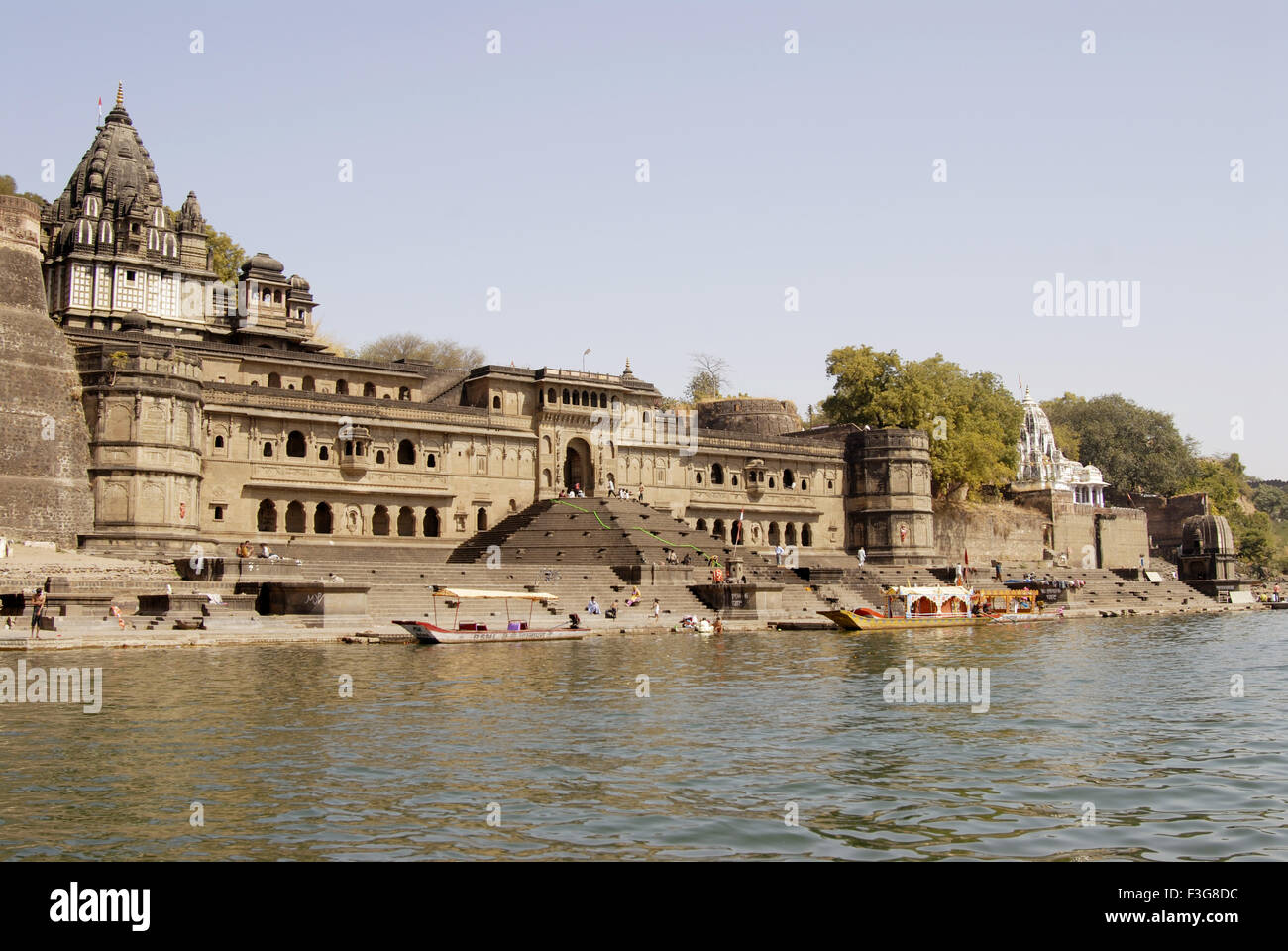 Fort on the banks of river Narmada near Ujjain ; Maheshwar ; Madhya ...