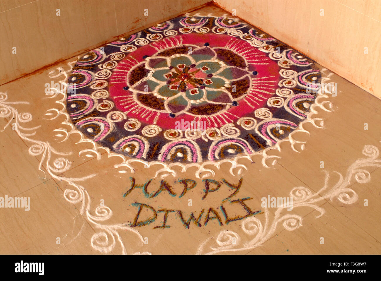 Rangoli ; Diwali deepawali Festival ; Bombay now Mumbai ; Maharashtra ...