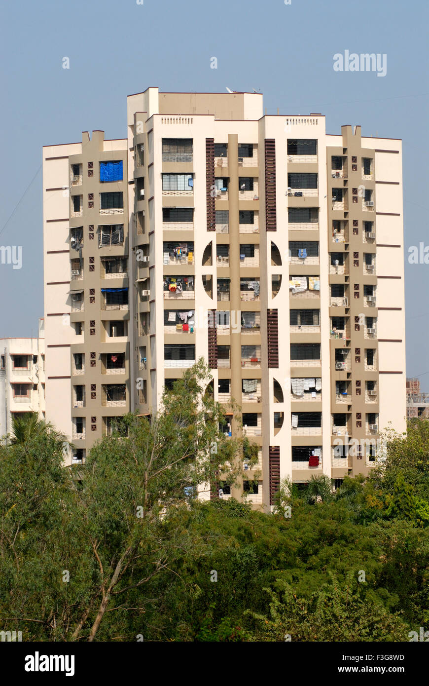 Newly painted multistoryed building ; Dahisar ; Bombay now Mumbai ...