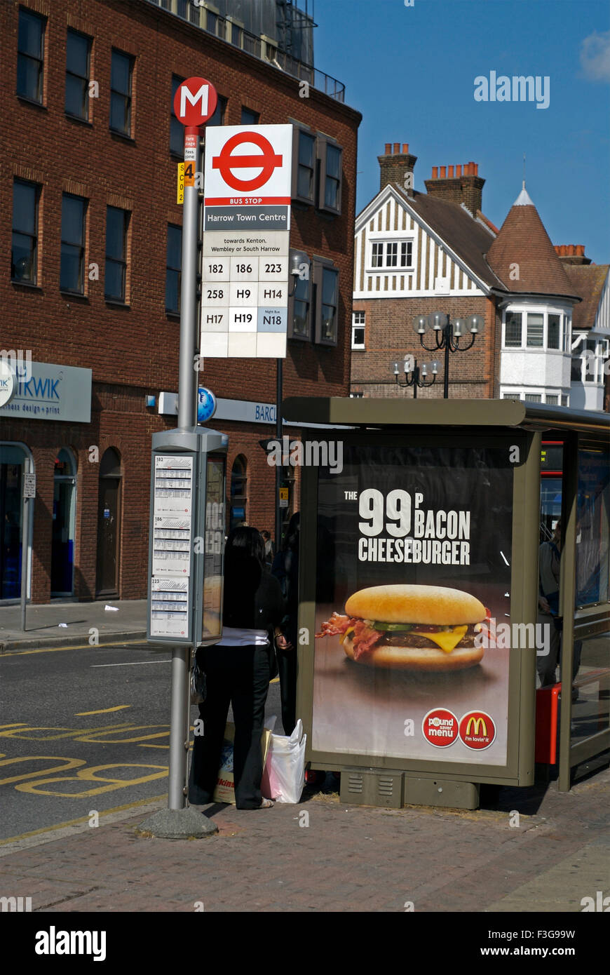Harrow town bus stop ; Harrow ; London ; England ; United Kingdom ; UK ...