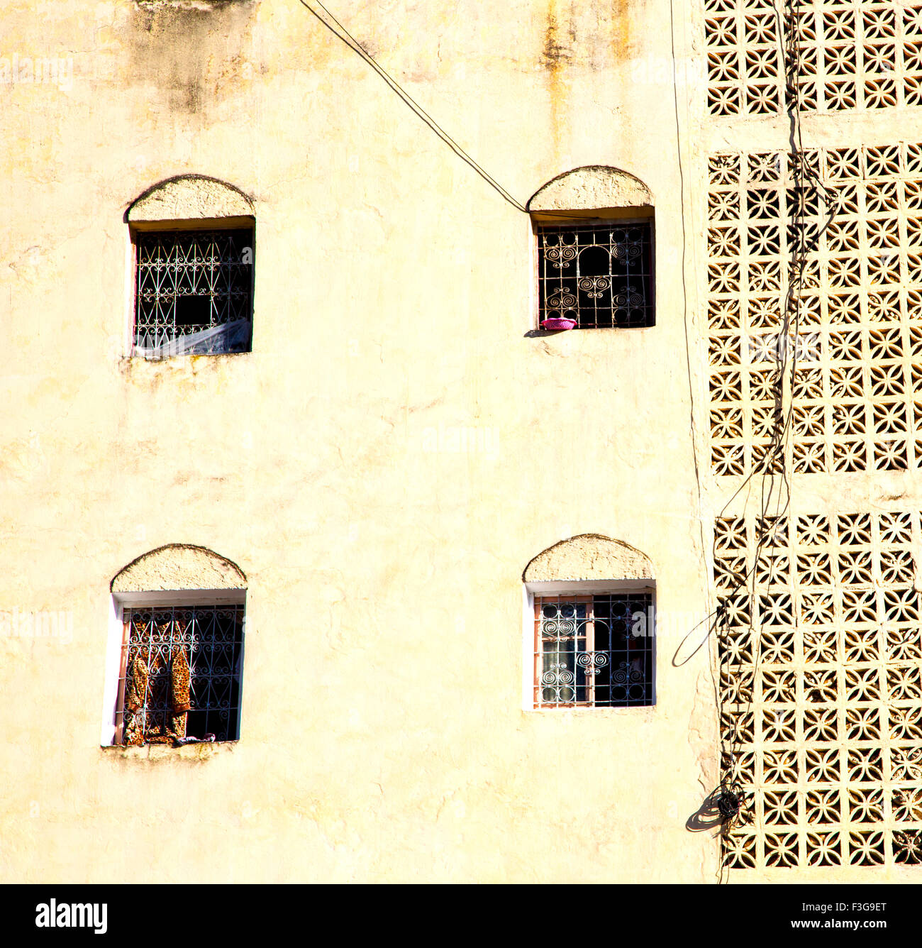 window in morocco africa and old construction wal brick historical ...