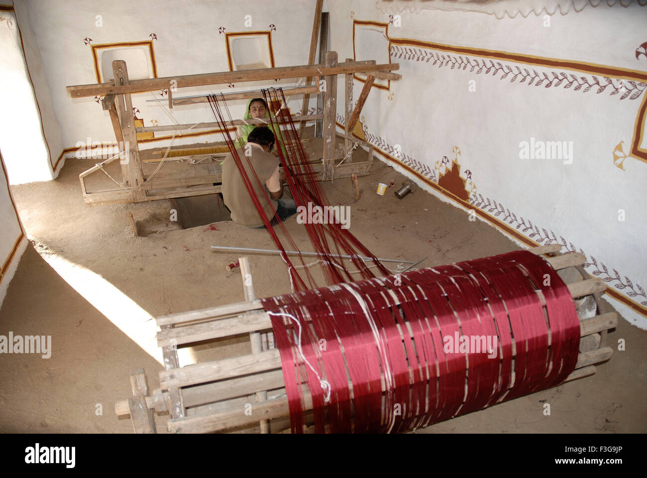 Pattola sari loom at Shilpgram ; Udaipur ; Rajasthan ; India Stock ...