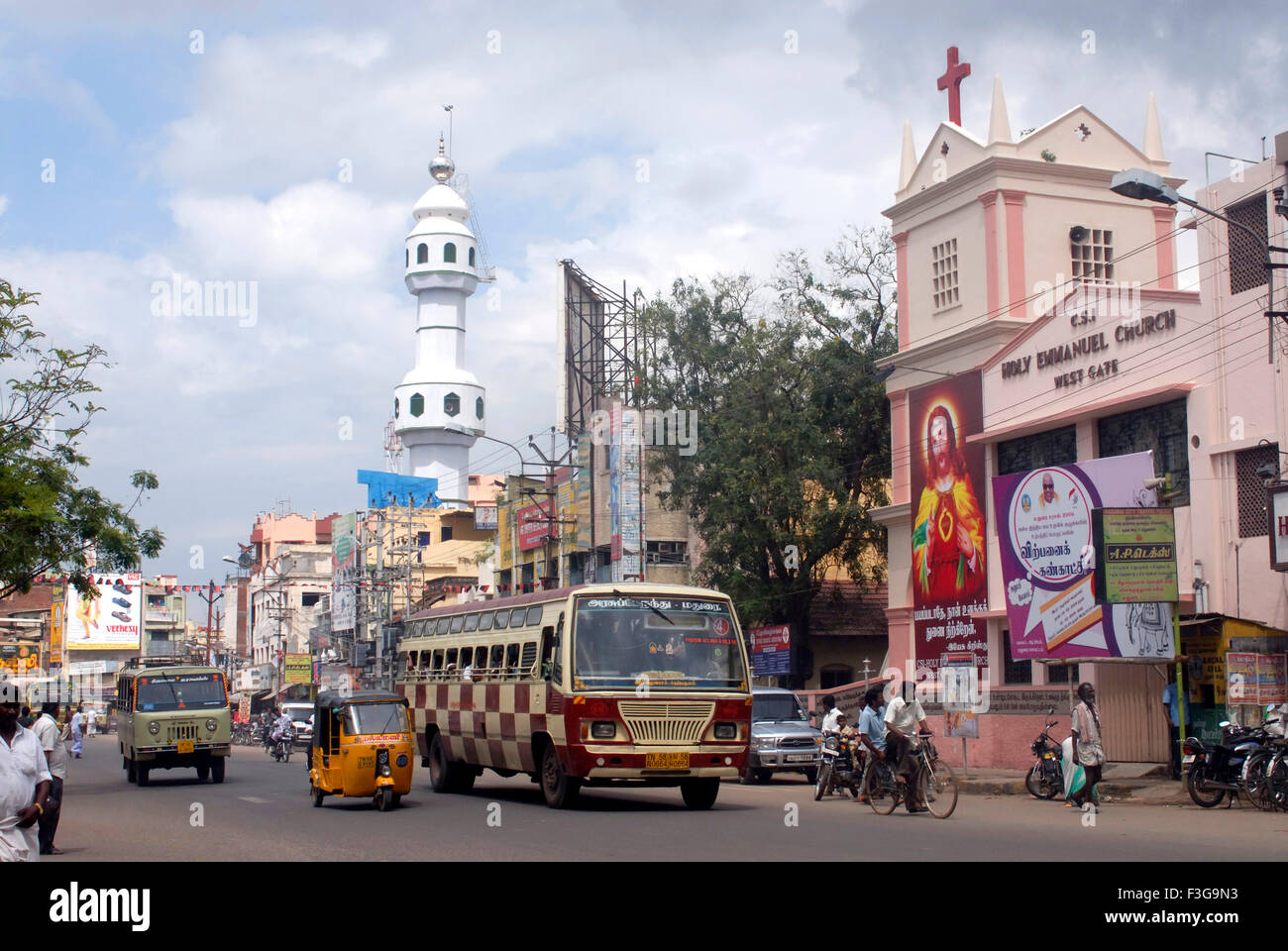 Mosque and holy Emmanuel church ; Madurai ; Tamil Nadu ; India Stock ...