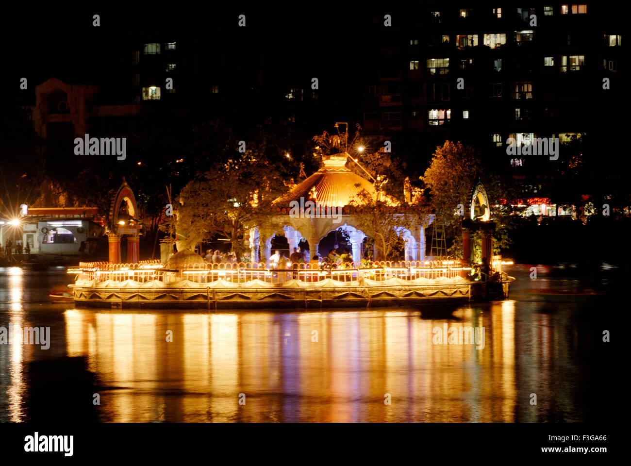 Illuminated Mahadeo Dhyan Mandir lord Shiva meditation temple built on ...