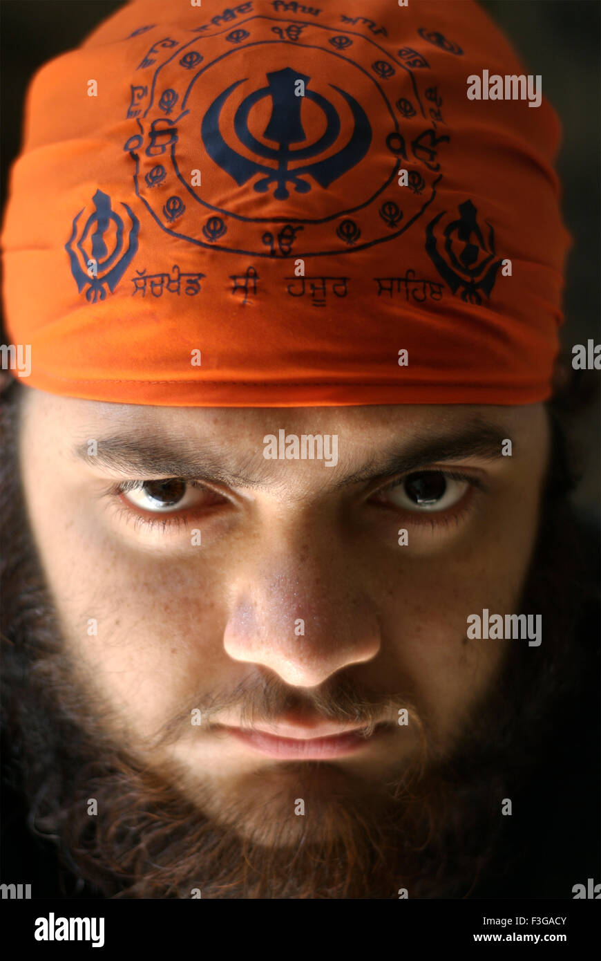 Portrait Of young Sikh man with beard wearing Sikh bandana MR#711 Stock ...