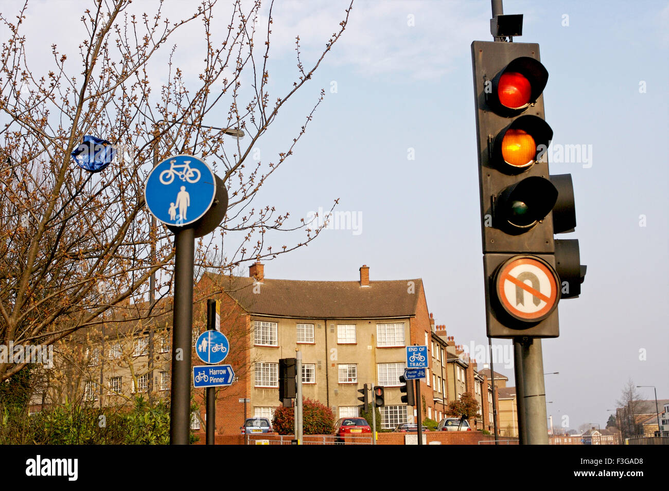 Traffic signal on the road Harrow ; London ; U.K. United Kingdom ...
