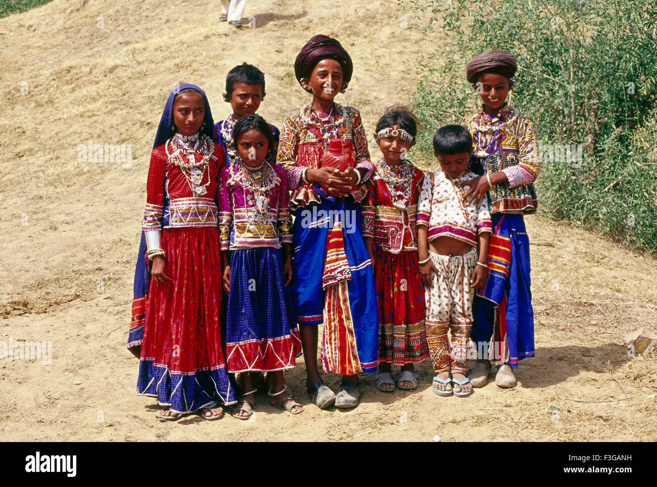 Rural boys and girls at Ravechi fair ; Rapar ; Kutch ; Gujarat ; India ...