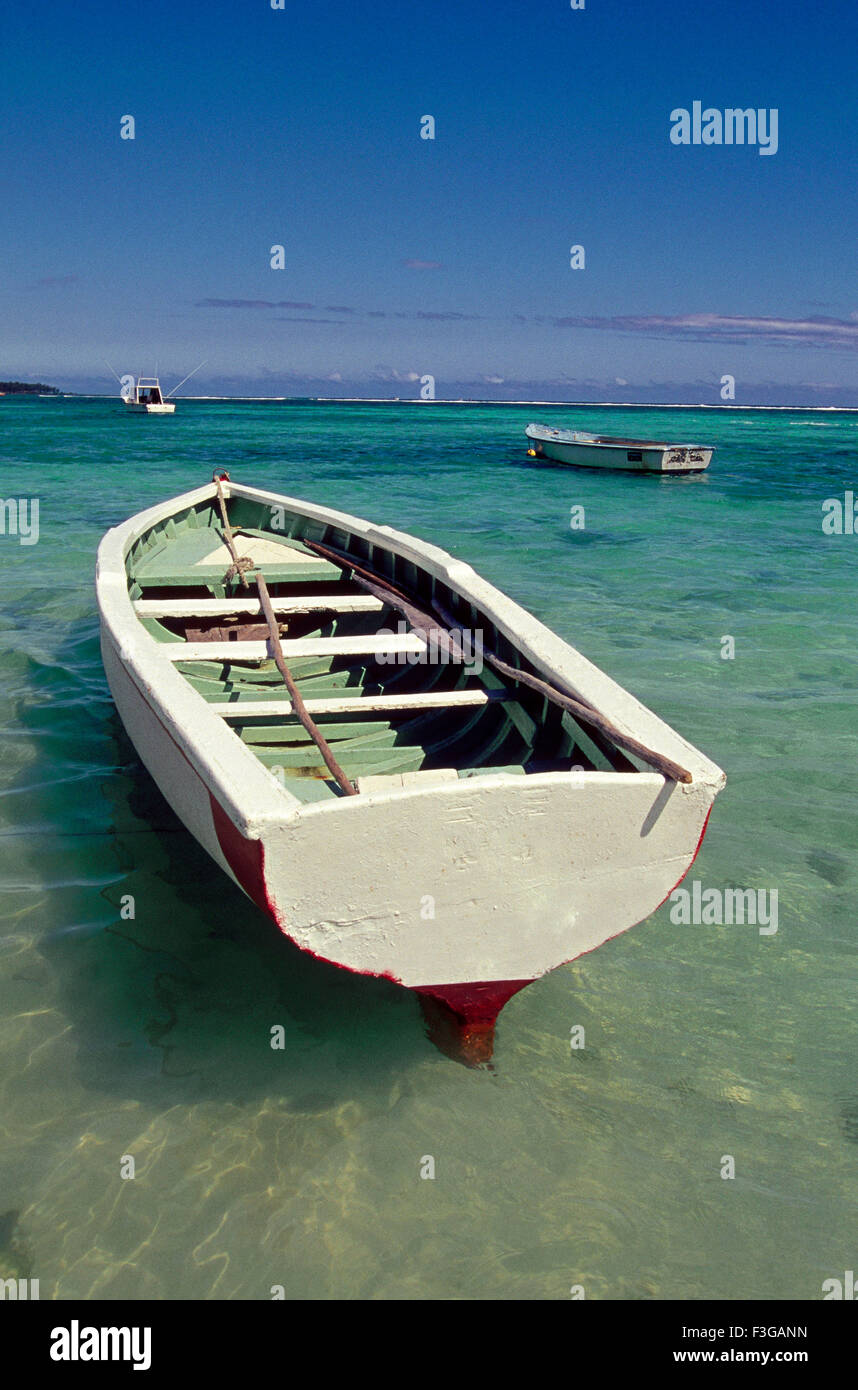 Empty Row boat floating ; Beach ; Flic En Flac ; Mauritius Stock Photo ...