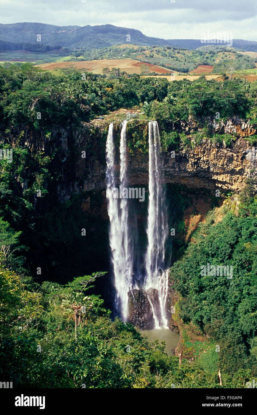 Chamarel Waterfall in tropical jungle ; Mauritius Stock Photo - Alamy