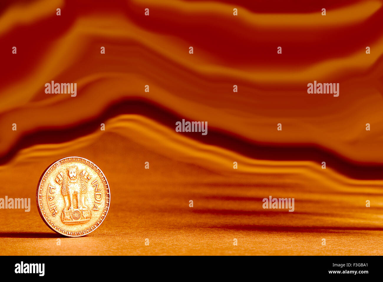 One single Indian currency one rupees coin artistic background backside ...