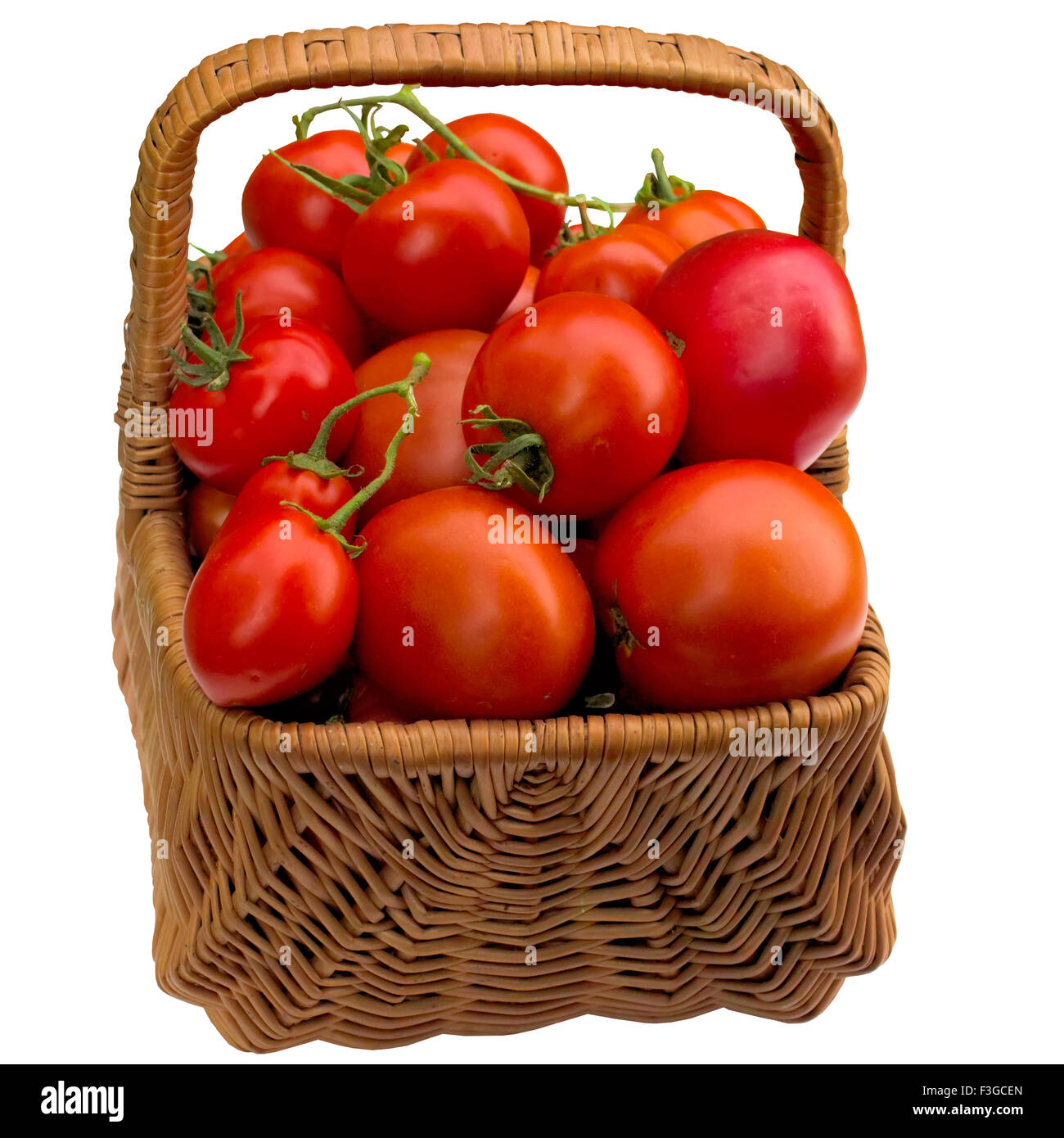 Tomato, ready, basket, green, red, vegetable, sample, background, close ...