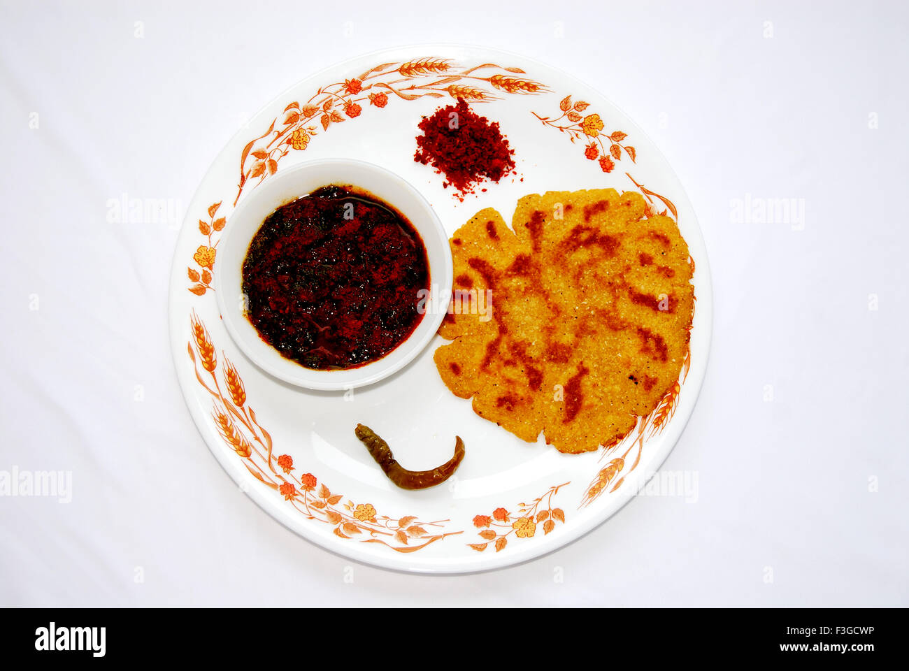 Makkai di roti and sarson ka sagh and lasson chatni and pickled mirchi ...