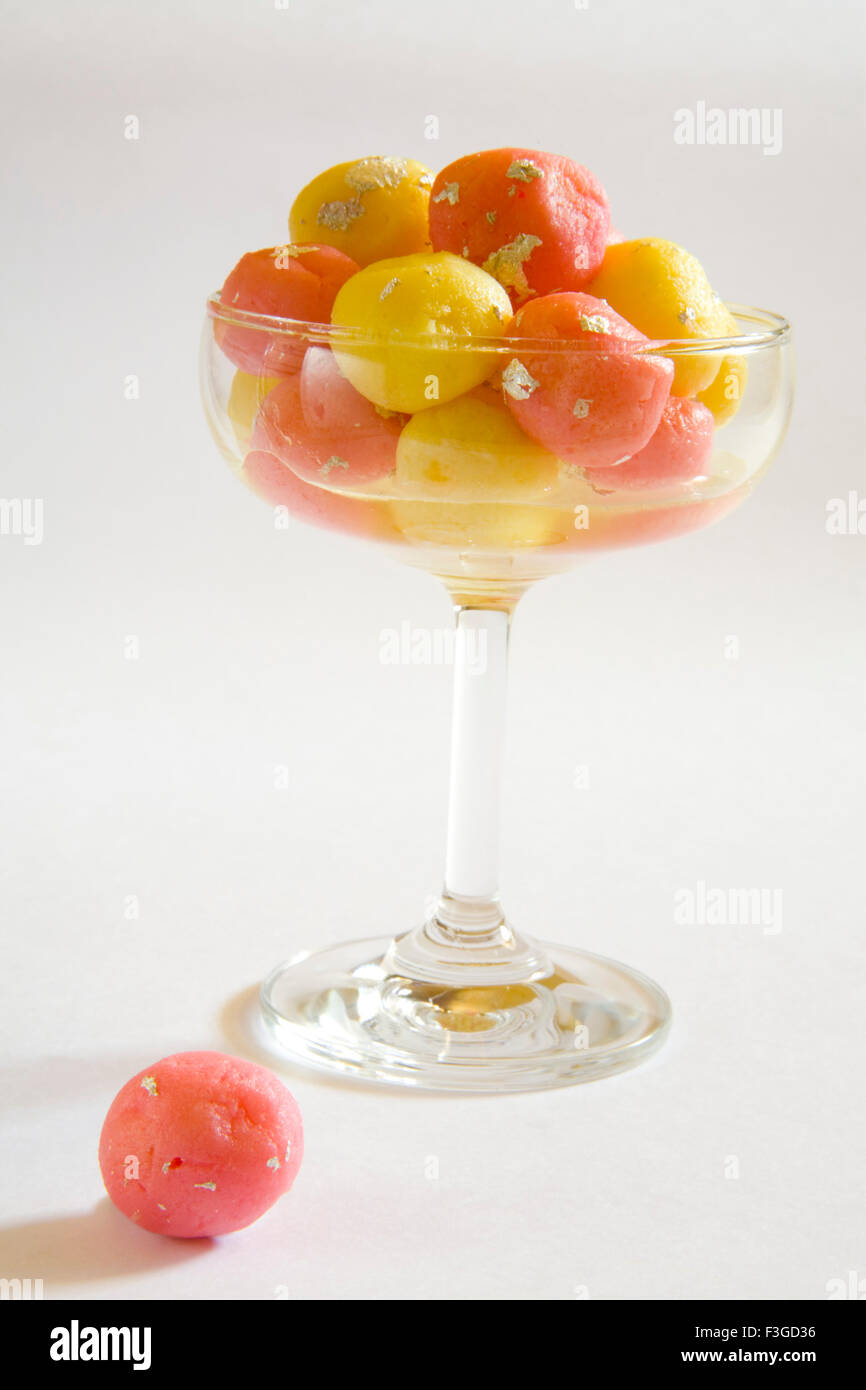 Indian food ; sweet dessert angoor Bengali mithai bonbon small ball ...