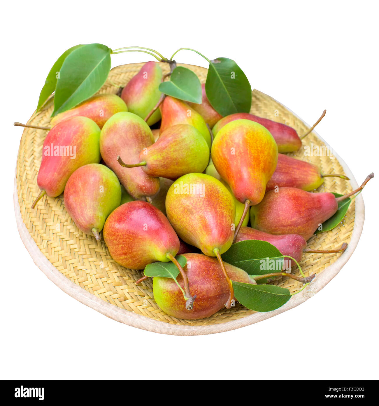 Pear, fruit, hat, green, ready, white, background, leaf, food isolated ...
