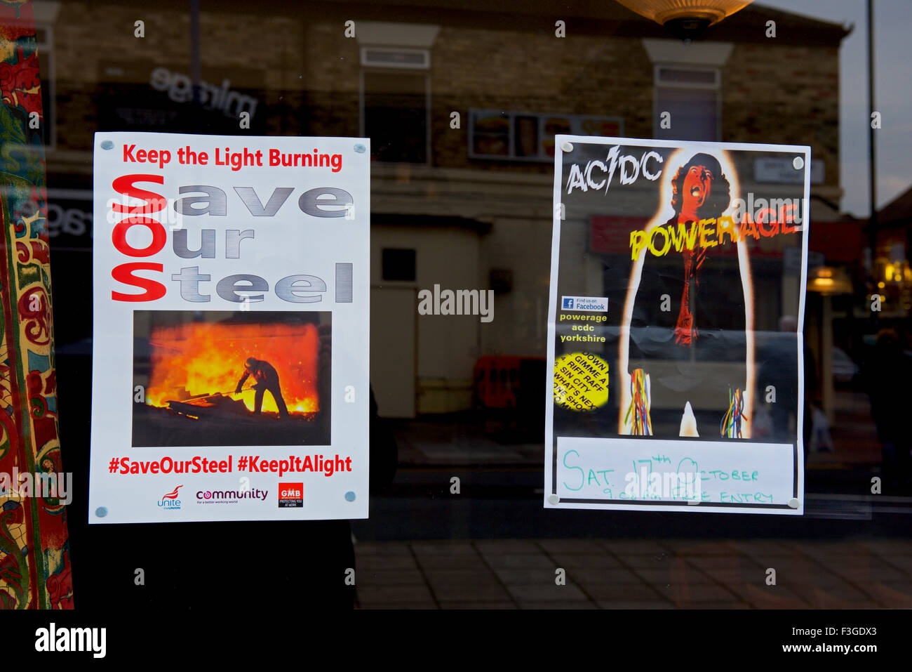 Poster in window - Save Our Steel - in Redcar, Cleveland, England UK ...