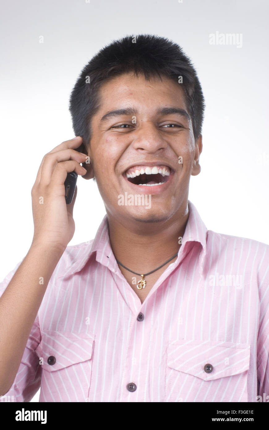 Portrait of boy talking on mobile phone MR#733 Stock Photo - Alamy