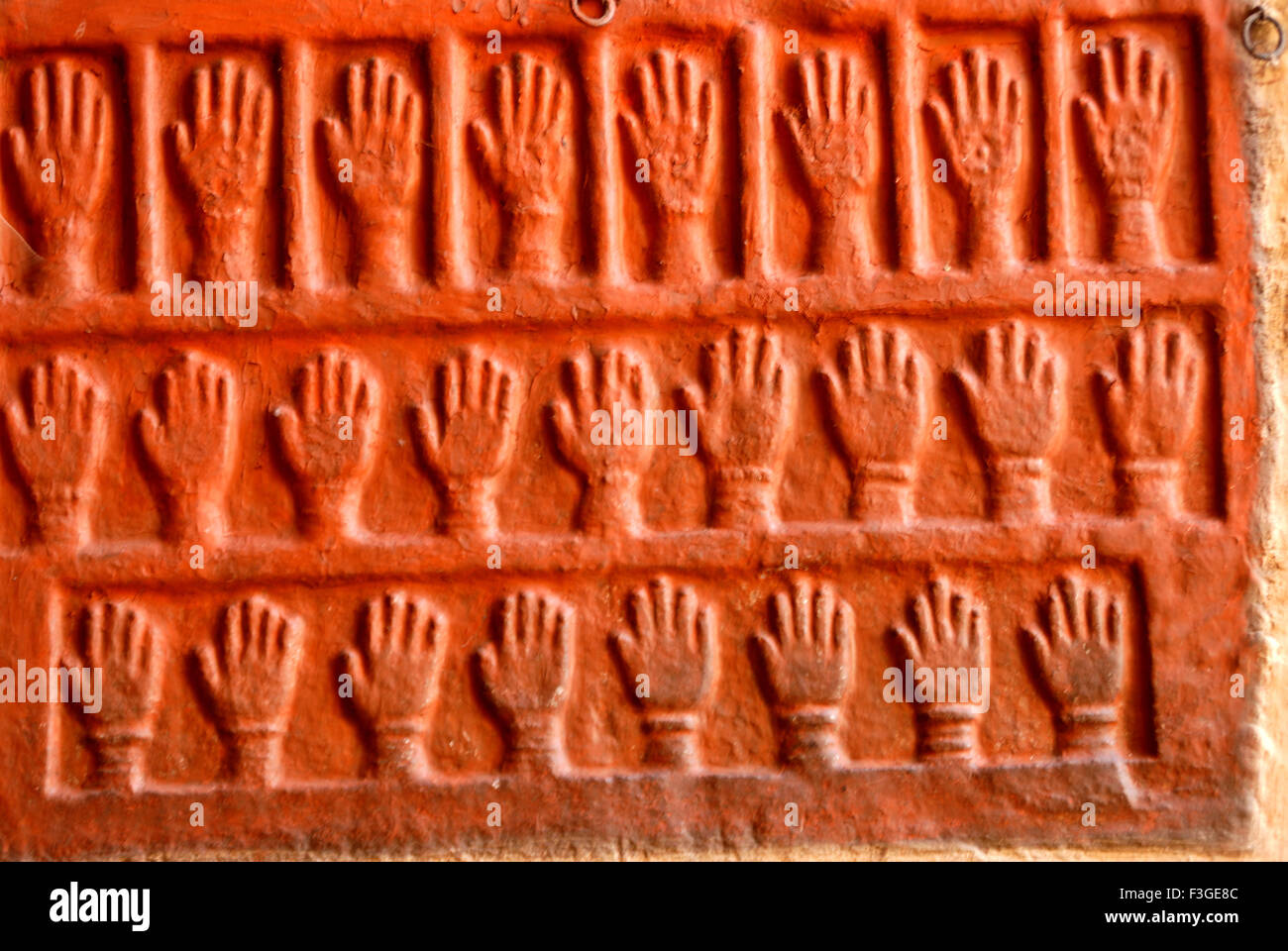 Hand print Of sati women on wall of Jodhpur fort ; Rajasthan ; India ...