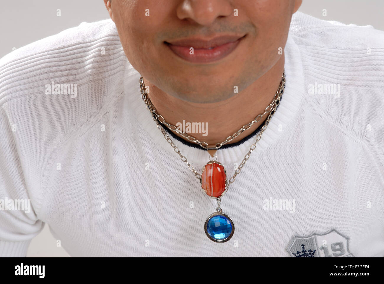 RMM 123341 - Indian man wearing locket necklace pendant charms - Model ...