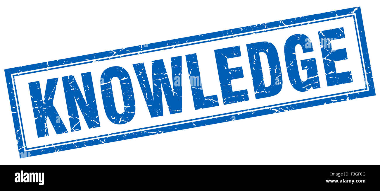 knowledge blue square grunge stamp on white Stock Photo - Alamy
